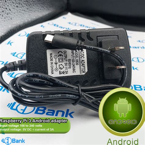آداپتور 3 Android رزبری پای ورودی 220 ولت شهری خروجی 5 ولت 3 آمپر ال ای دی بانک