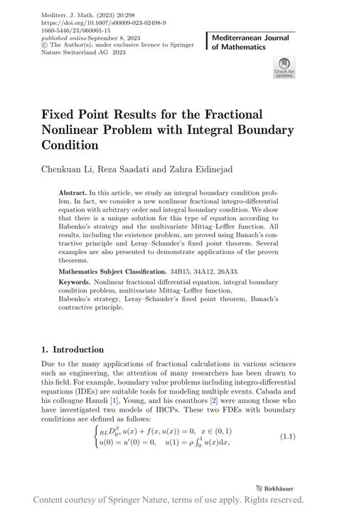 Fixed Point Results For The Fractional Nonlinear Problem With Integral Boundary Condition