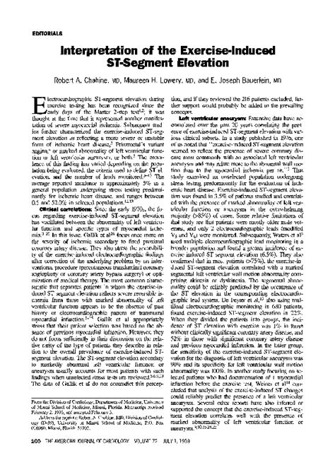 Pdf Interpretation Of The Exercise Induced St Segment Elevation