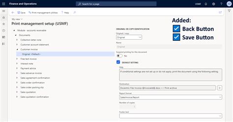 Add The Back Close And Save Buttons To Print Management Setup