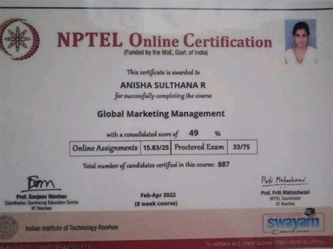 anisha sulthana on linkedin i am completed nptel online course swayam
