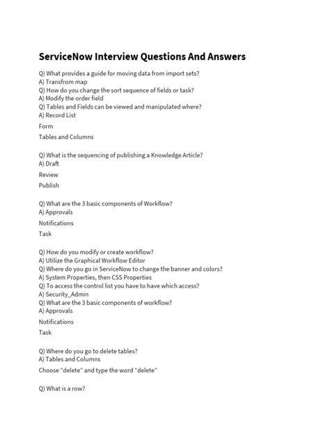 Servicenow Interview Questions And Answers Pdf Software Engineering