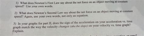 Solved What Does Newton S First Law Say About The Net Chegg Com