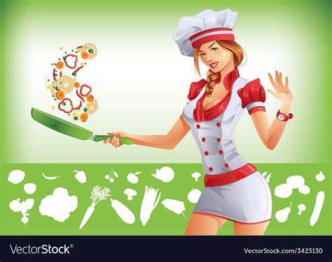 Sexy Woman Cooking Royalty Free Vector Image Vectorstock