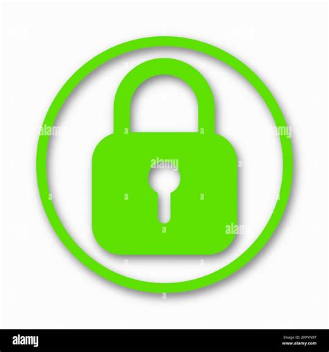 Green Padlock Icon Isolated On White Background Symbol Sign Lock