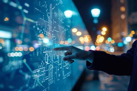 Premium Photo Hand Of Business Touche Screen Digital Display On Data