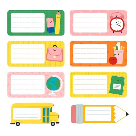 손으로 그린 노트북 레이블 컬렉션 무료 벡터