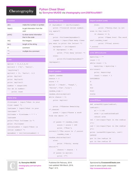 Python Cheat Sheet By Via Pdf Parameter Computer Programming