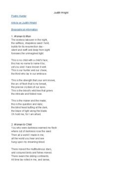 Myp4 Year 10 Judith Wright Poetry Pack By Ms B Boutique For Teachers