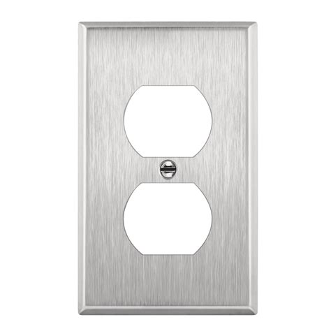 Enerlites Duplex Receptacle Metal Wall Plate Stainless Steel Outlet
