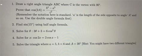 Solved Draw A Right Angle Triangle ABC Where C Is The Chegg