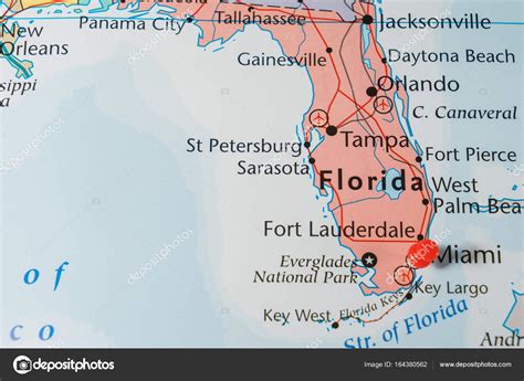 Imágenes Florida Mapa Florida En El Mapa — Foto De Stock © Aallm Free
