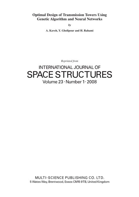 Pdf Optimal Design Of Transmission Towers Using Genetic Algorithm And