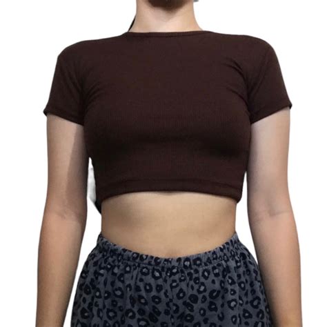 Y2k Choco Brown Micro Crop Top On Carousell