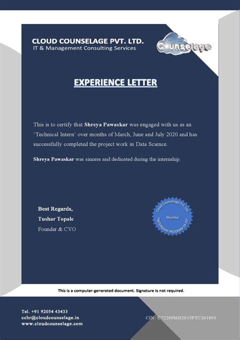 Shreya Pawaskar On Linkedin Internship Datascience Cloudcounselage