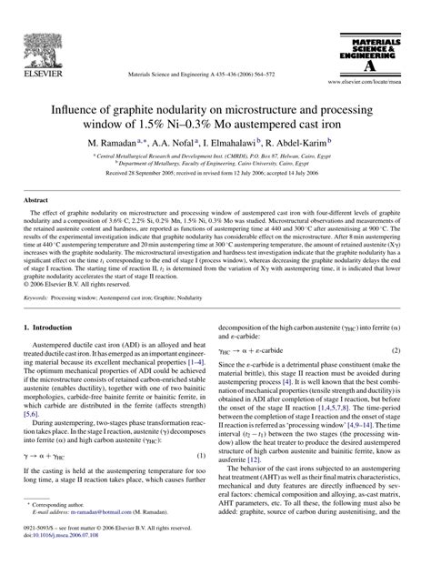 Pdf Effect Of Graphite Nodularity On Microstructure And Processing
