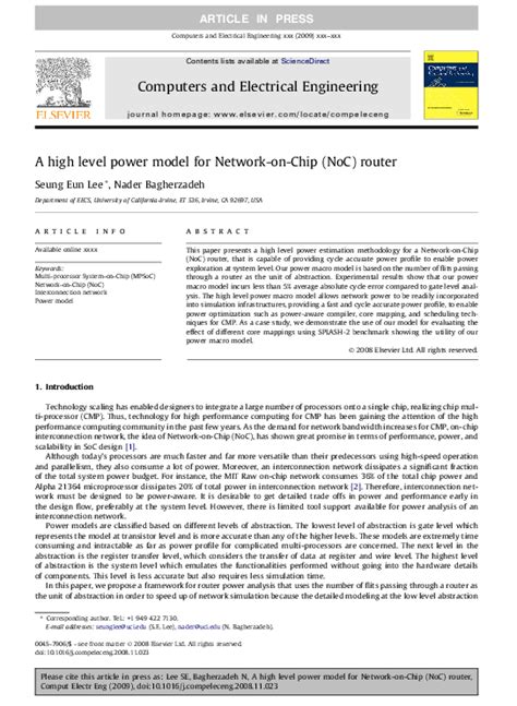 Pdf A High Level Power Model For Network On Chip Noc Router
