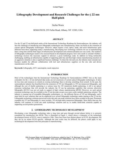 Pdf Lithography Development And Research Challenges For The