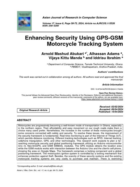 Enhancing Security Using Gps Gsm Motorcycle Tracking System Pdf Arduino Global Positioning