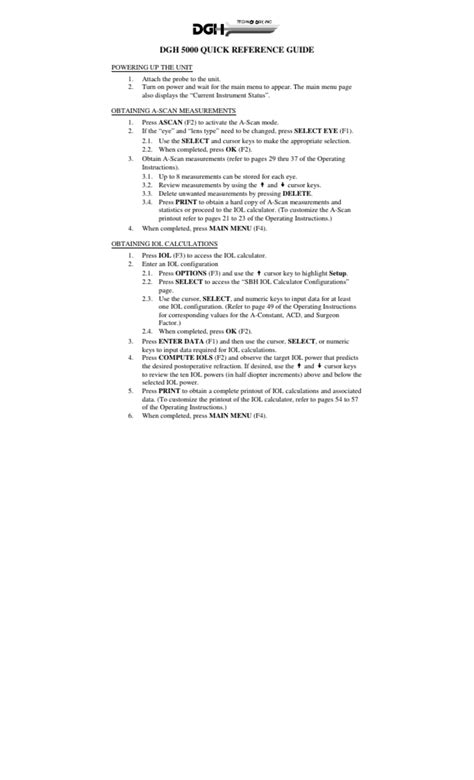 Dgh 5000 Quick Reference Guide Pdf Download