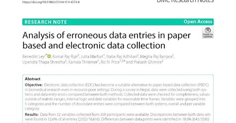 My Scientific Blog Research And Articles Analysis Of Erroneous Data Entries In Paper Based