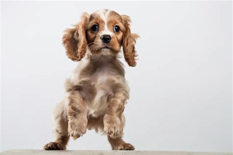 Premium Ai Image Cocker Spaniel Puppy On A White Background Generative Ai