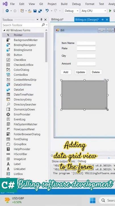 c billing software development adding data grid view 🪟 youtube
