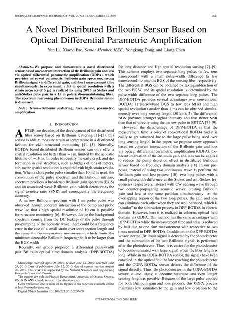 Pdf A Novel Distributed Brillouin Sensor Based On Optical Differential Parametric Amplification