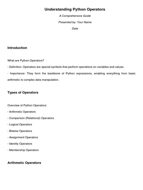 Python Operators Presentation Pdf Arithmetic Multiplication