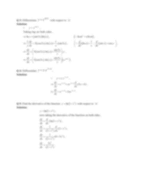 solution derivatives of logarithmic and exponential functions with formulas and diagrams
