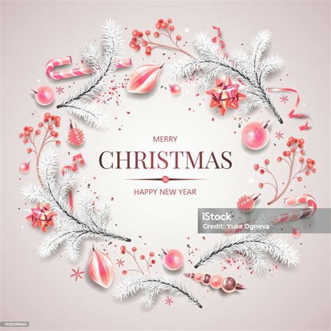 분홍색과 은색 크리스마스 기호와 텍스트가있는 사각형 배너 12월에 대한 스톡 벡터 아트 및 기타 이미지 12월 Film