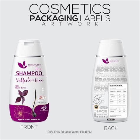 Косметическая упаковка Этикетка бутылки Мокет и дизайн этикетки Шампунь для волос с Bazilik