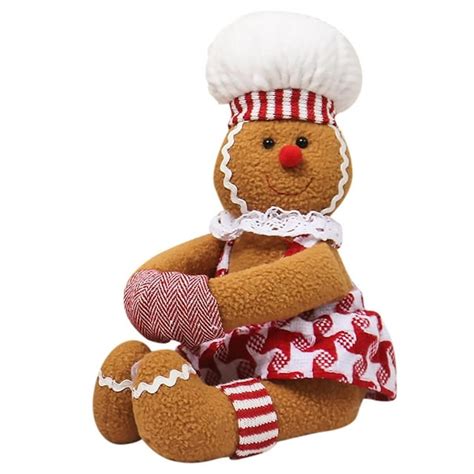 Gingerbread Man Christmas Tree Topper Decorations Ginger White Red