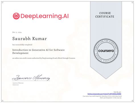 Saurabh Kumar On Linkedin Generativeai Ai Softwaredevelopment Coursera Aiinnovation
