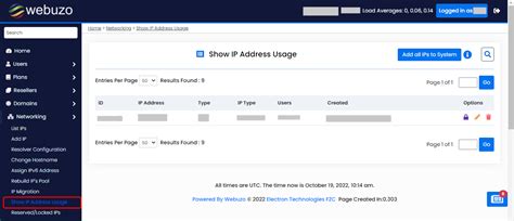 Show Ip Address Usage Webuzo
