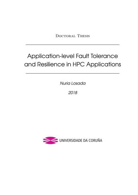 Pdf Application Level Fault Tolerance And Resilience In Hpc