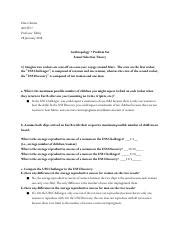 Problem Set Sexual Selection Theory Elise Christie ANTH Professor Tobby Janruary