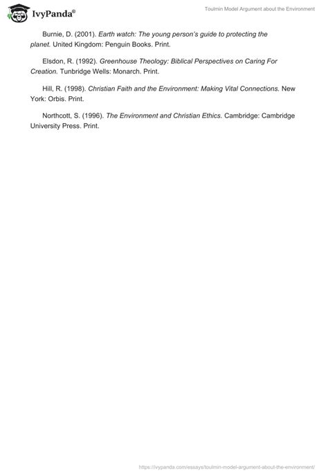 Toulmin Model Argument About The Environment 969 Words Essay Example