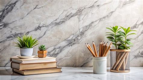 Marble Workspace Tabletop With Tablet Mockup And Copy Space Over