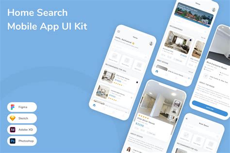 首页搜索移动应用ui套件 Fig Psd Sketch Xd 云瑞设计