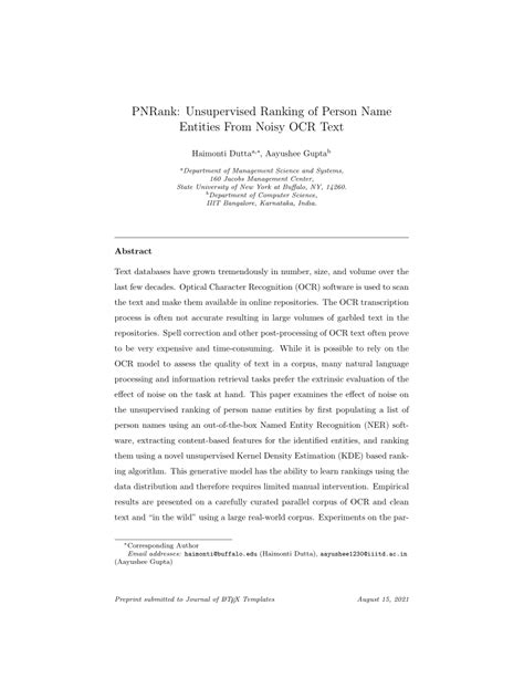 Pdf Pnrank Unsupervised Ranking Of Person Name Entities From Noisy