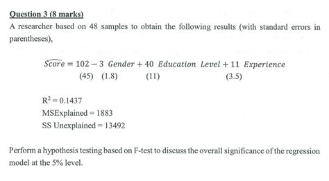 solved question 3 8 marks a researcher based on 48 samples