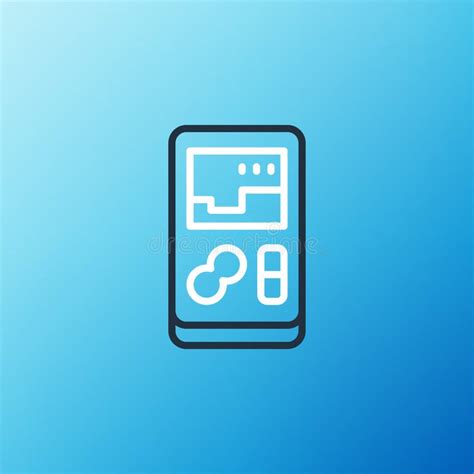 Line Portable Video Game Console Icon Isolated On Blue Background Handheld Console Gaming Stock