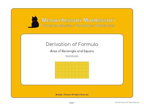 Montessori Geometry Derivation Of Formula Area Of Rectangle Workbook