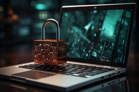 Premium AI Image Tamper Evident Laptop And Padlock Illustrate Workplace Safety And Vigilance