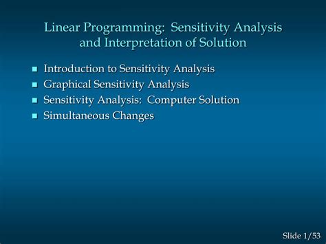 Ppt Linear Programming Sensitivity Analysis And Interpretation Of