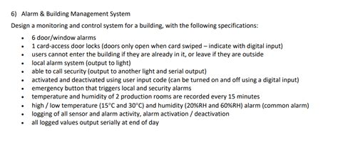 Solved 6 Alarm Building Management System Design A Chegg Com
