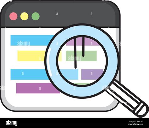 Technology Computing Window Analyzed By Magnifying Glass Cartoon Vector