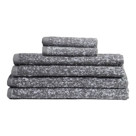 London 6 Piece 100 Cotton Bath Towel Set In Granite