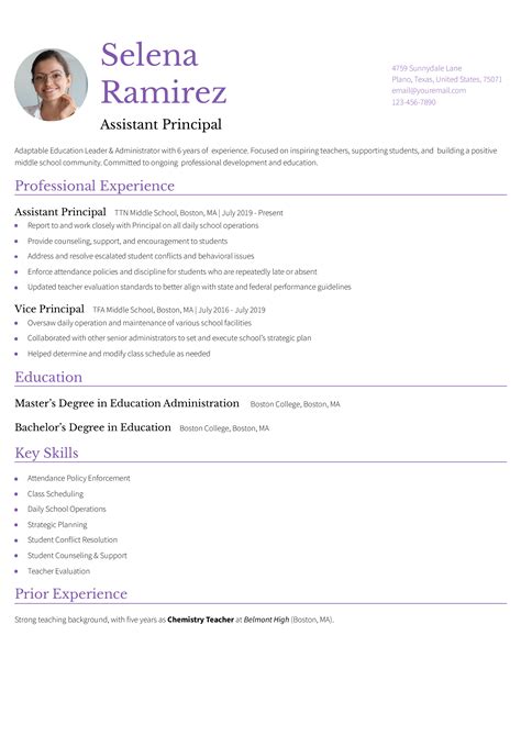 Assistant Principal Resume Examples And Templates For 2025